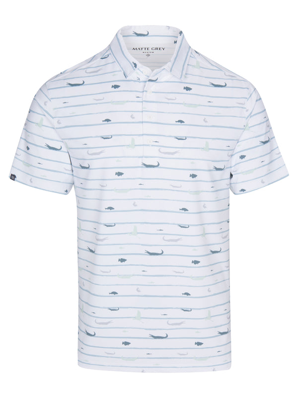 Matte Grey Men's Croc Week - White (Rain/Spring/Salt) Printed Polo ...